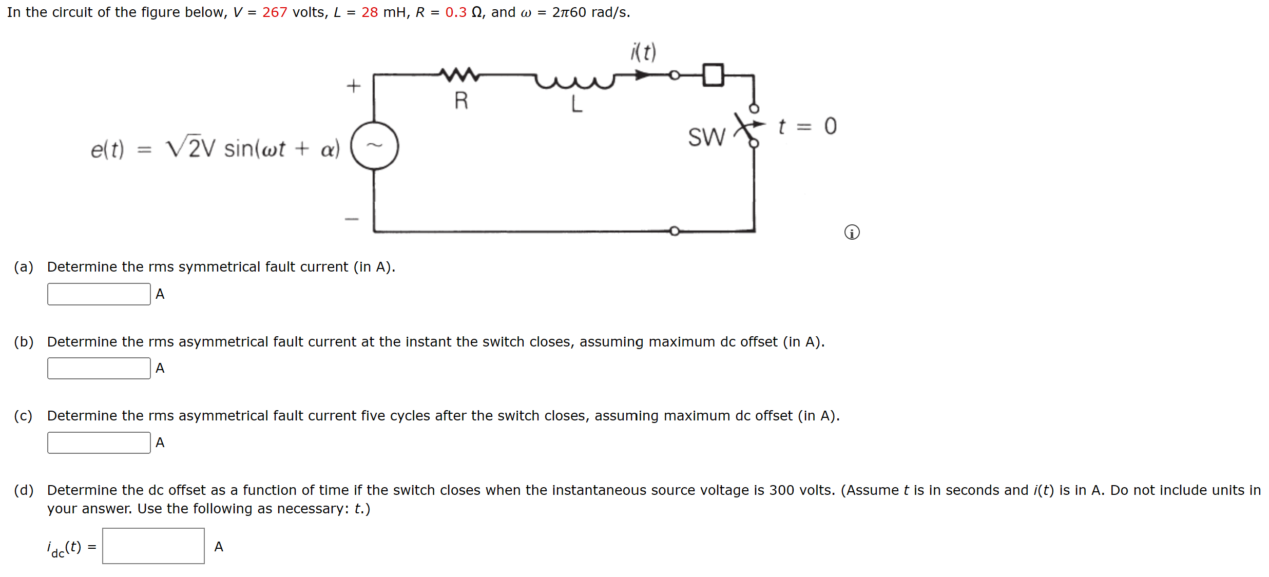 In the circuit of the figure below, V=267 ﻿volts, | Chegg.com