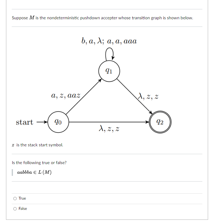Solved Suppose M is the nondeterministic pushdown accepter | Chegg.com