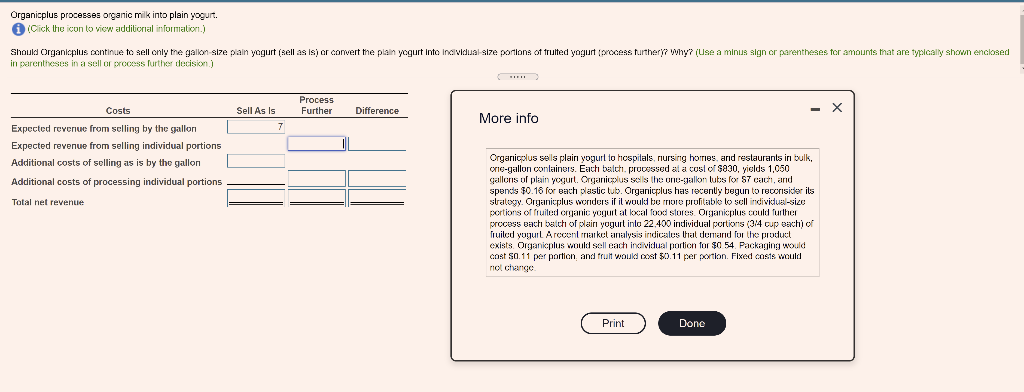 Solved Organicplus processes organic milk into plain yogurt. | Chegg.com