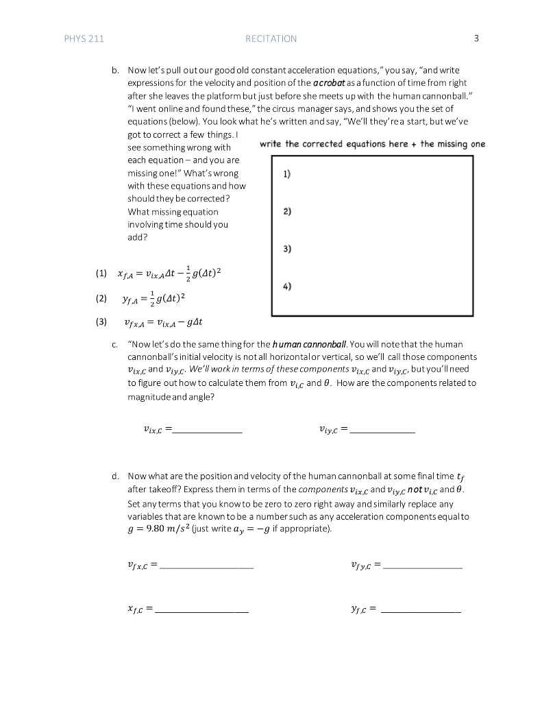 Solved Phys 211 Rec 03 PROJECTILE AND CIRCULAR MOTION | Chegg.com