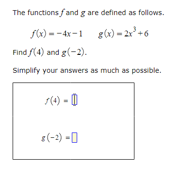 Solved The functions fand g are defined as follows. | Chegg.com