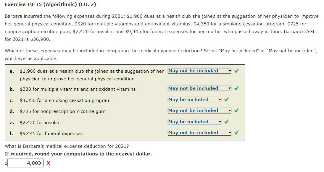 Solved Exercise 10-15 (Algorithmic) (LO. 2) Barbara incurred | Chegg.com