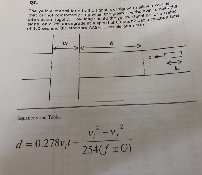 Solved The yellow interval for a traffic signal is designed | Chegg.com