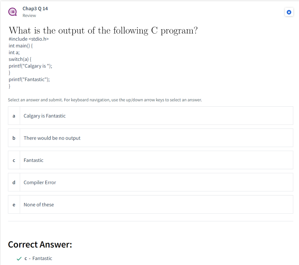 Solved What is the output of the following C program? | Chegg.com
