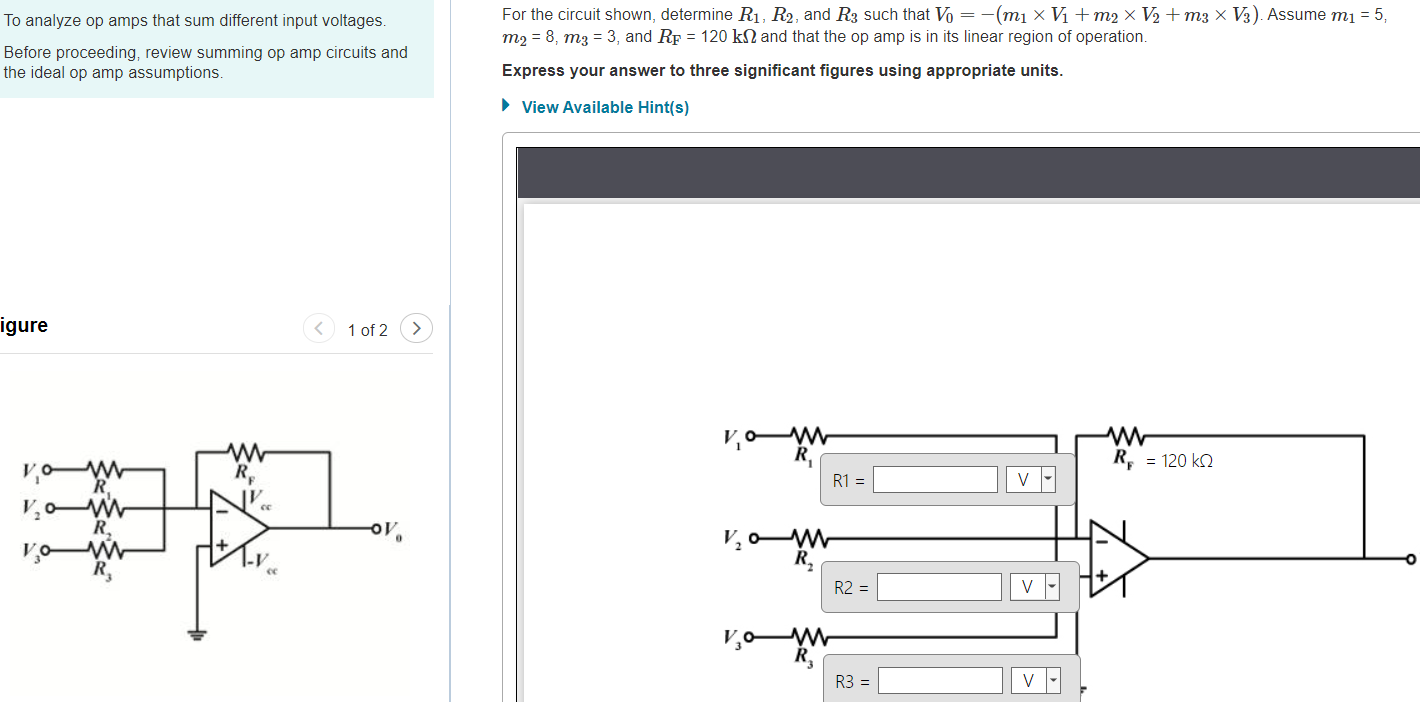 Solved my val. To analyze op amps that sum different input | Chegg.com
