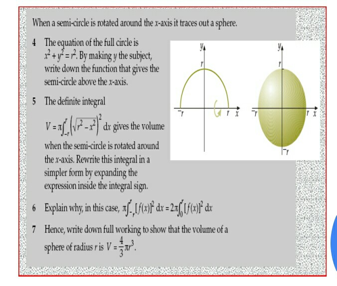 When a semi-circle is rotated around the x-axis it | Chegg.com