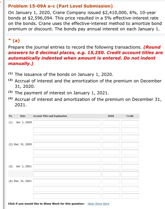 Solved Problem 15-09A a-c (Part Level Submission) On January | Chegg.com