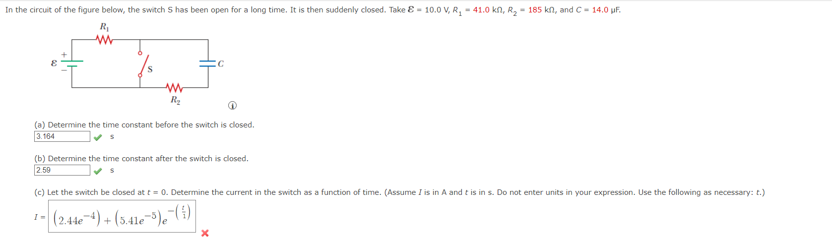 Solved In the circuit of the figure below, the switch S has | Chegg.com