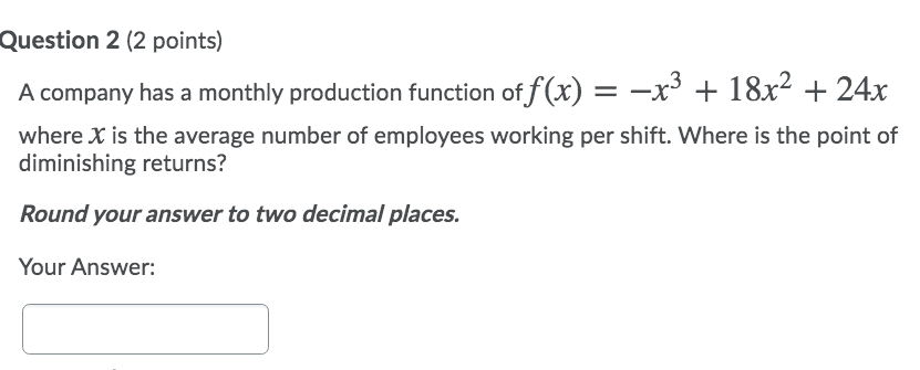 Solved Question 2 (2 points) A company has a monthly | Chegg.com