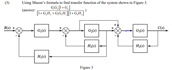 Solved (3) Using Mason's formula to find transfer function | Chegg.com