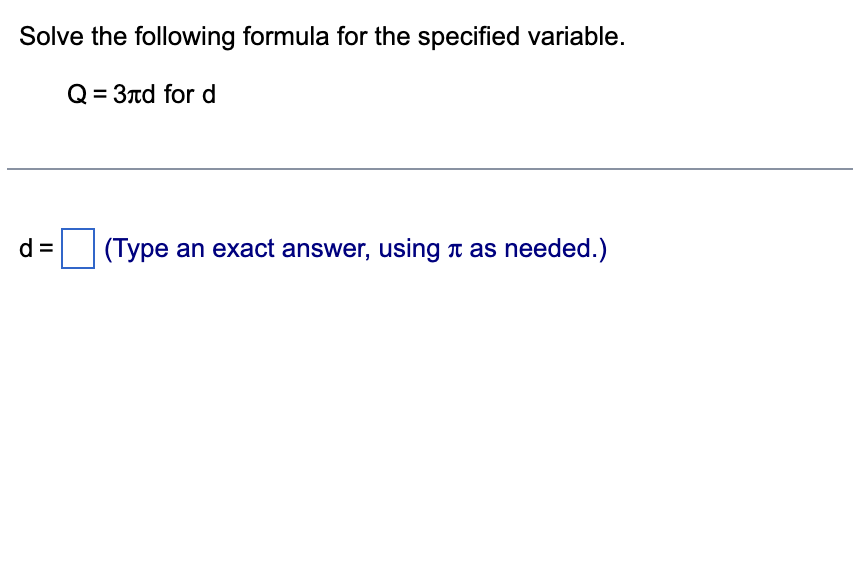 Solved Solve the following formula for the specified | Chegg.com