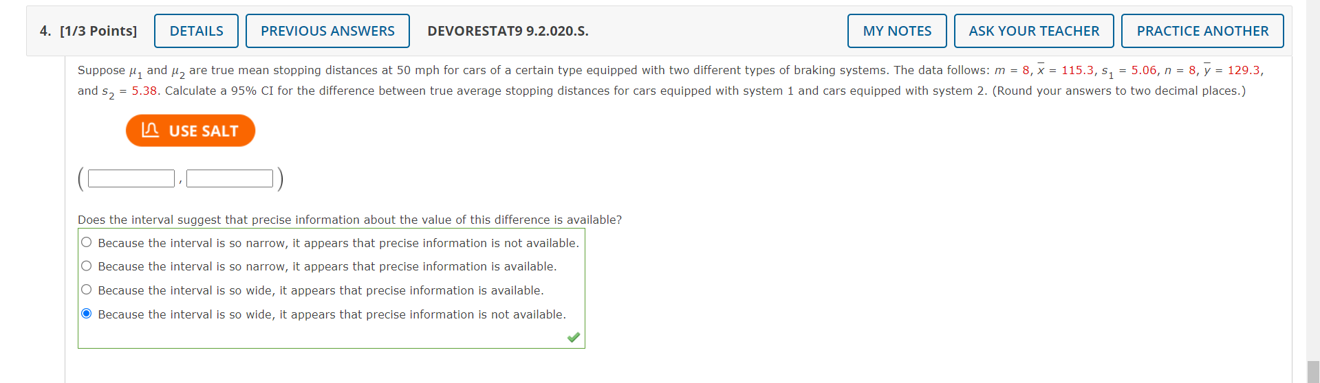Solved Does the interval suggest that precise information | Chegg.com