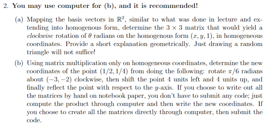 2. You may use computer for (b), and it is | Chegg.com