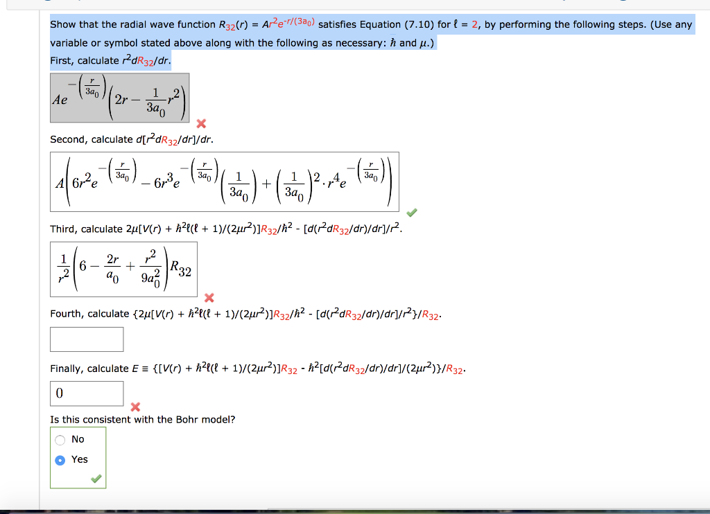 Solved Show that the radial wave function R32(r) Ar e/(3ag) | Chegg.com