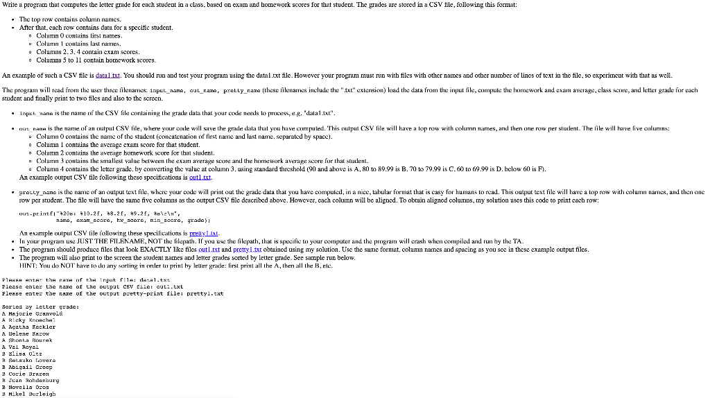 Write a program that computes the letter grade for | Chegg.com