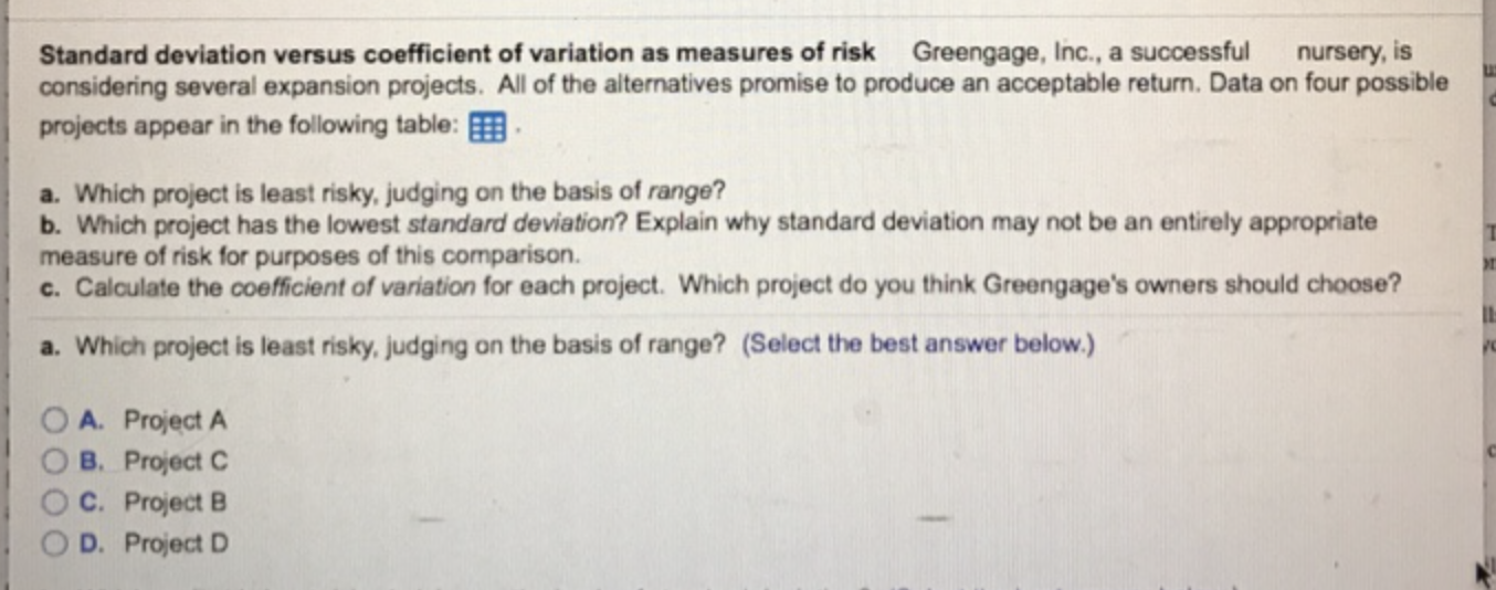 Solved Standard deviation versus coefficient of variation as | Chegg.com
