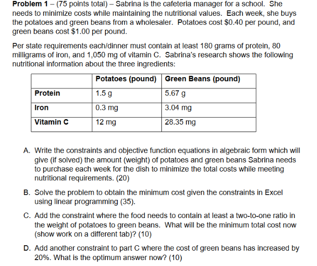 Solved Problem 1 - (75 points total) - Sabrina is the | Chegg.com