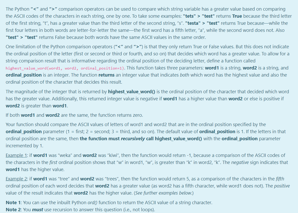 Solved The Python " " comparison operators can be | Chegg.com