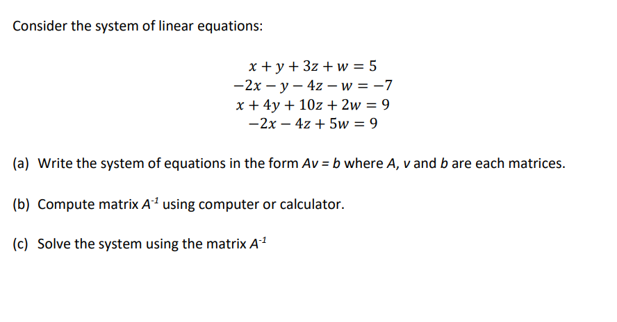 Solved Consider the system of linear equations: | Chegg.com