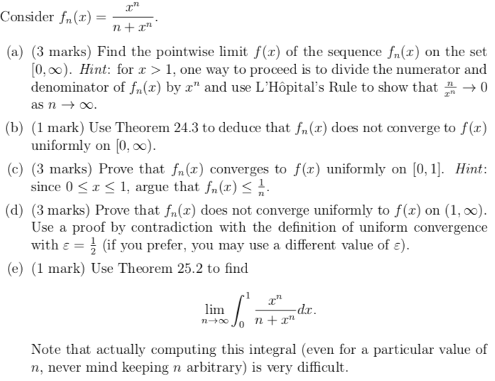 Solved Rn Consider F A 3 Marks Find The Pointwise Limit 