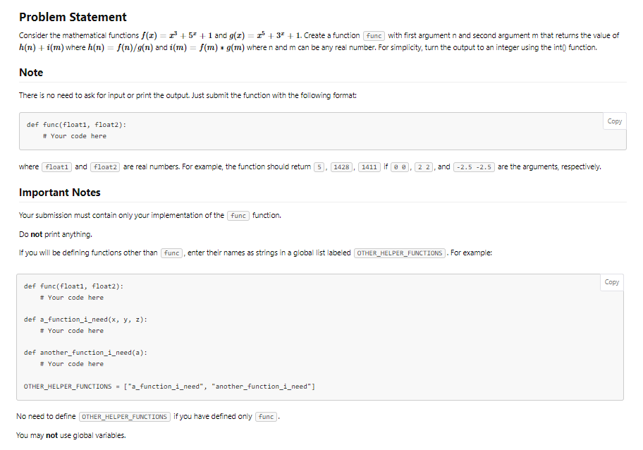 Solved Problem Statement Consider the mathematical functions | Chegg.com