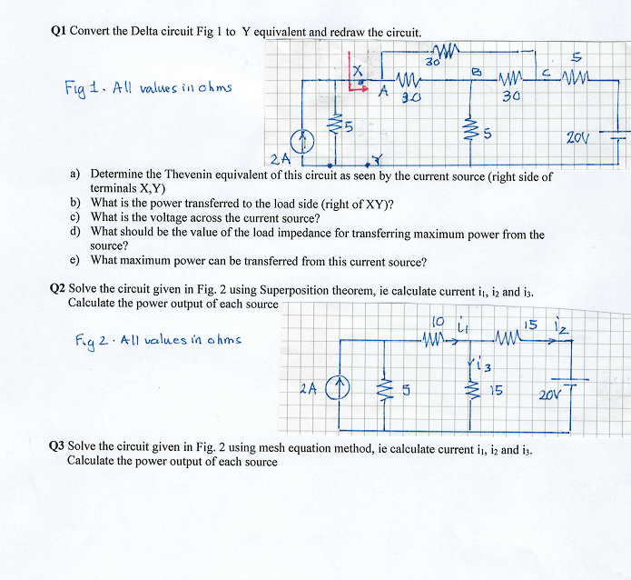 [Solved]: Q1,2 and 3 Q1 Convert the Delta circuit Fig 1 t