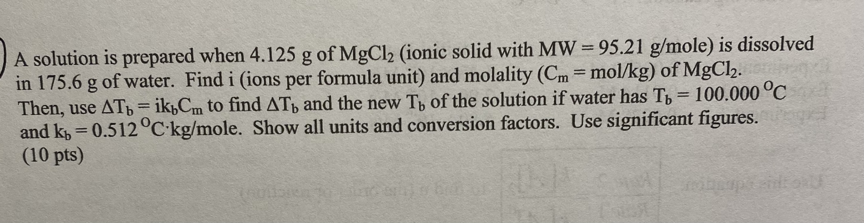 Solved A solution is prepared when 4.125 g of MgCl2 (ionic | Chegg.com