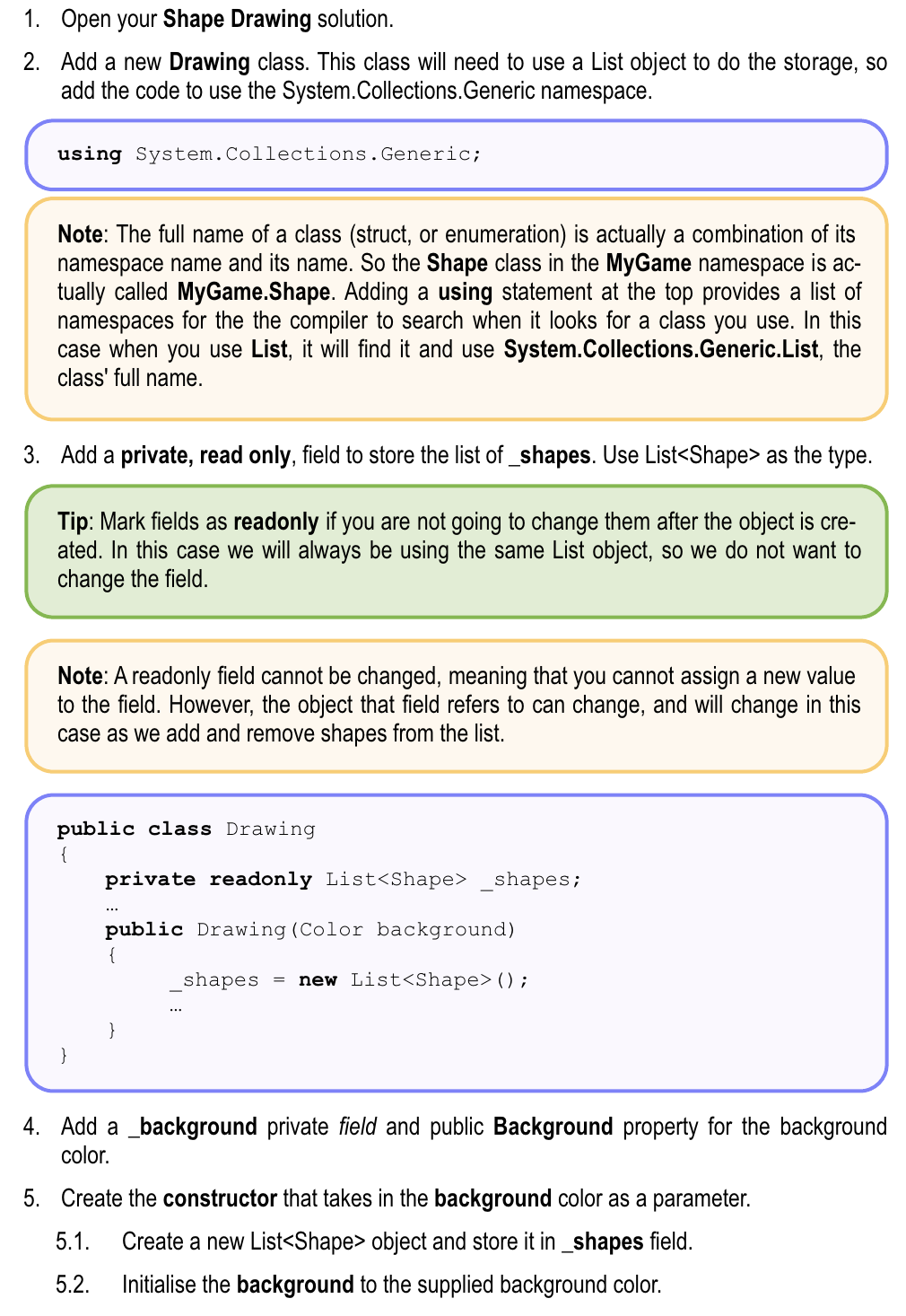 Instructions This task continues the Shape Drawer | Chegg.com