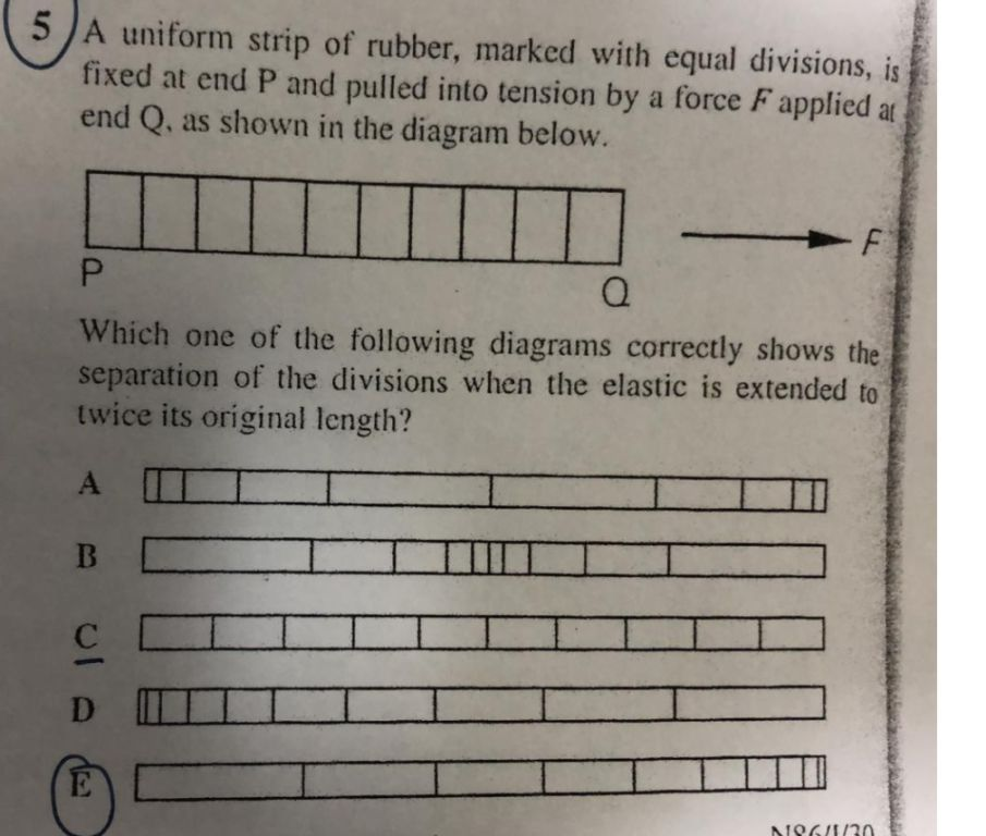 Solved 5/A uniform strip of rubber, marked with equal | Chegg.com