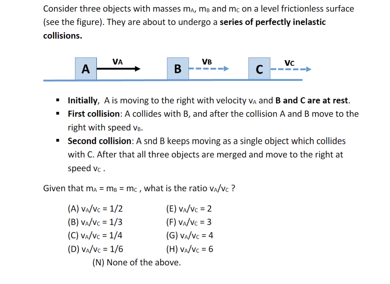 Solved Consider three objects with masses mA,mB and mC on a | Chegg.com