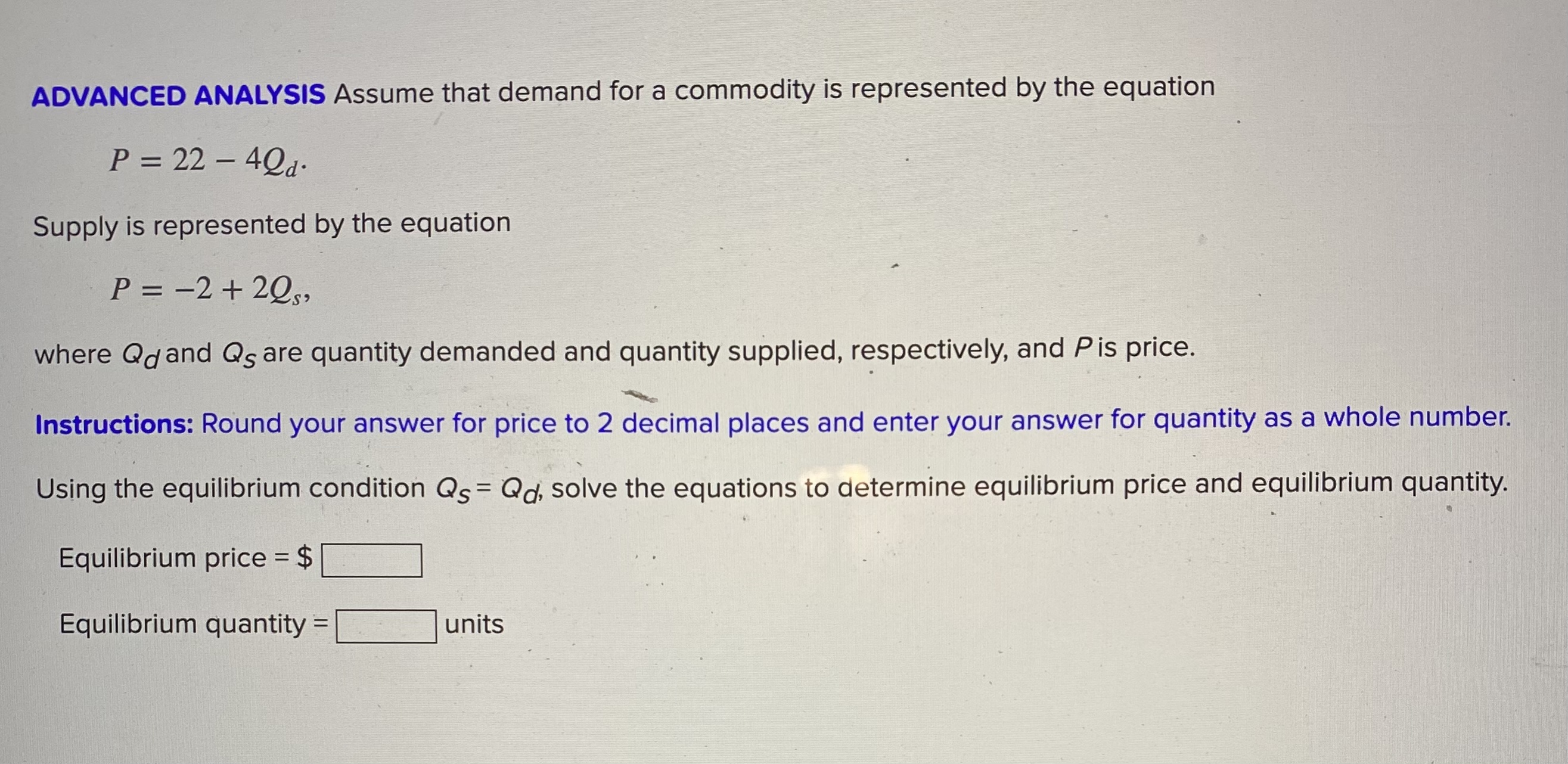 Solved ADVANCED ANALYSIS Assume that demand for a commodity | Chegg.com