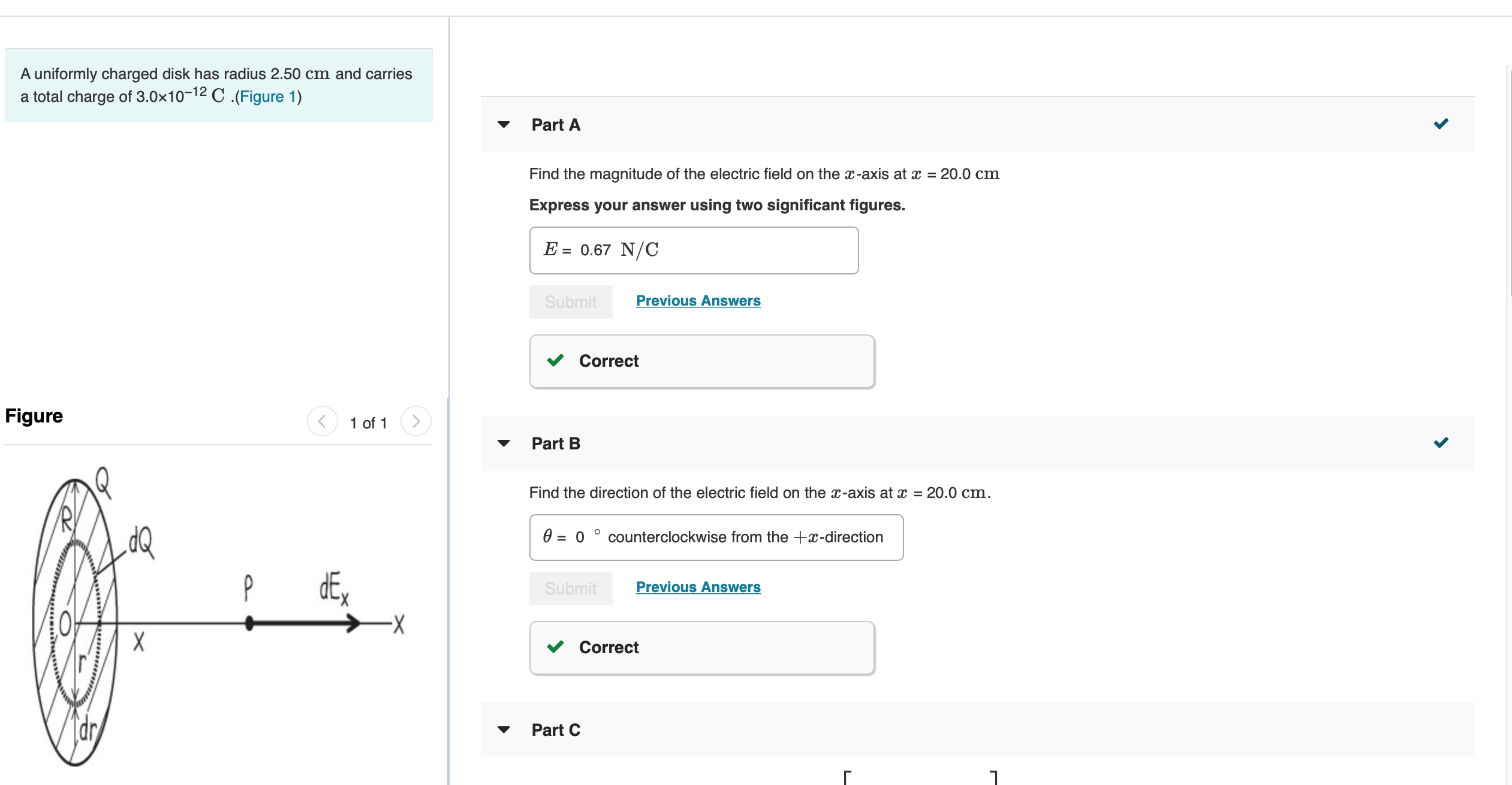 Solved A uniformly charged disk has radius 2.50 cmcm | Chegg.com