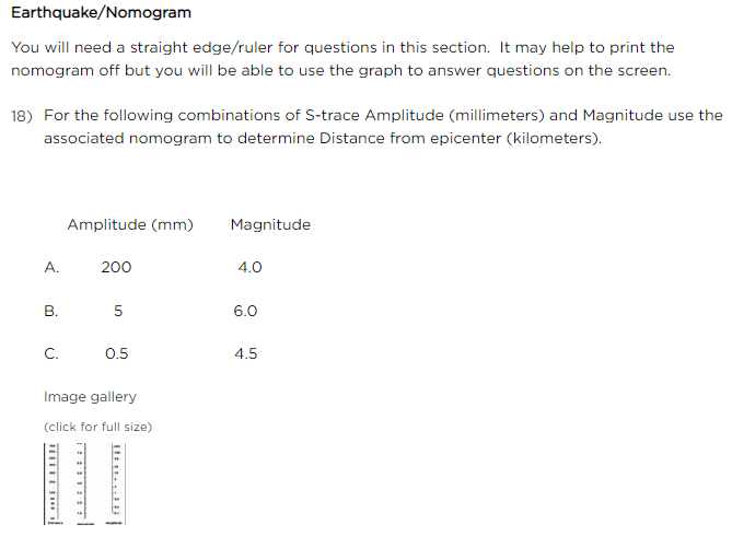 Solved Earthquake/Nomogram You will need a straight | Chegg.com