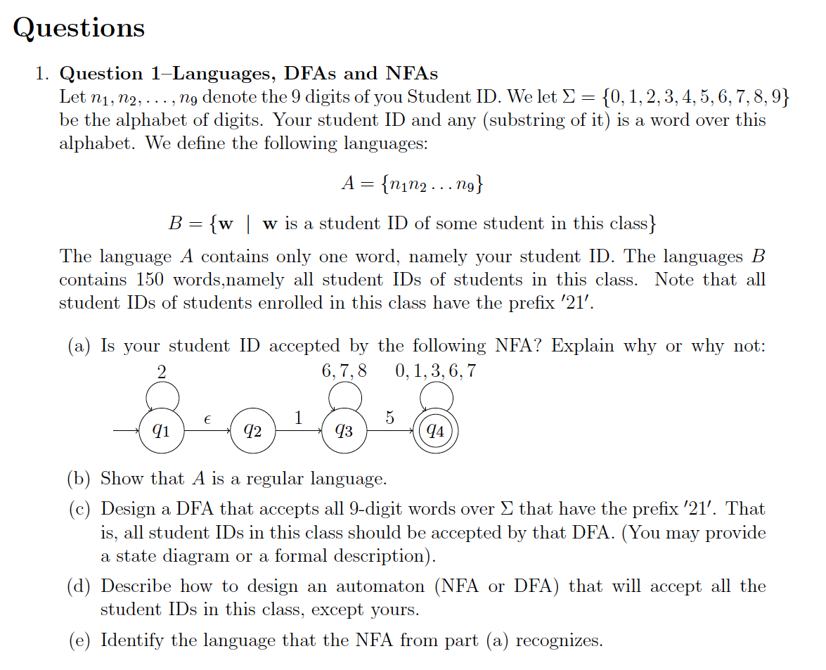 Solved Student ID is an arbitrary 9 digit number. For this | Chegg.com