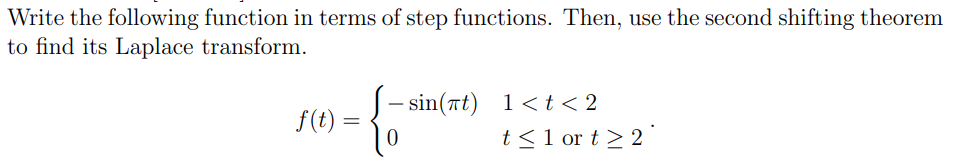 Solved Write the following function in terms of step | Chegg.com