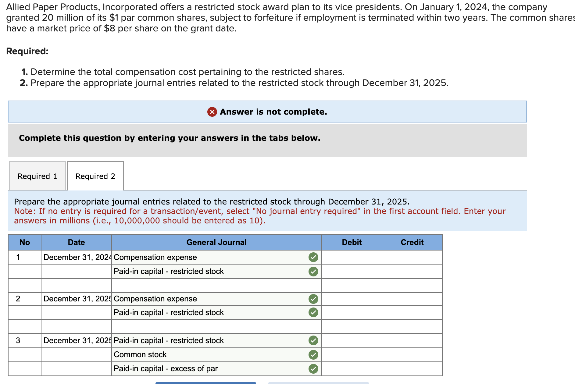 Solved Record the compensation expense.Record the | Chegg.com