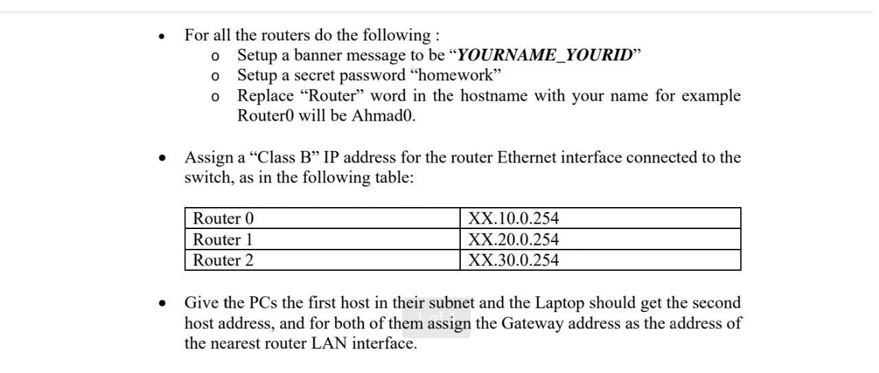 Solved Exercise 1: Use the packet tracer software to | Chegg.com