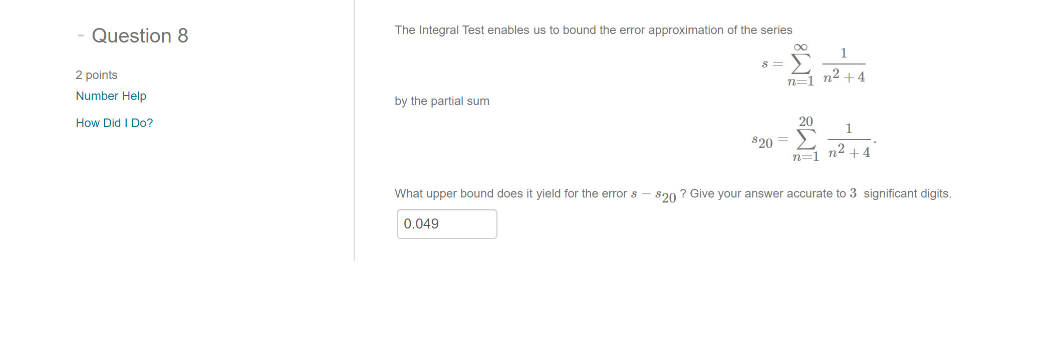 Solved The Integral Test enables us to bound the error | Chegg.com