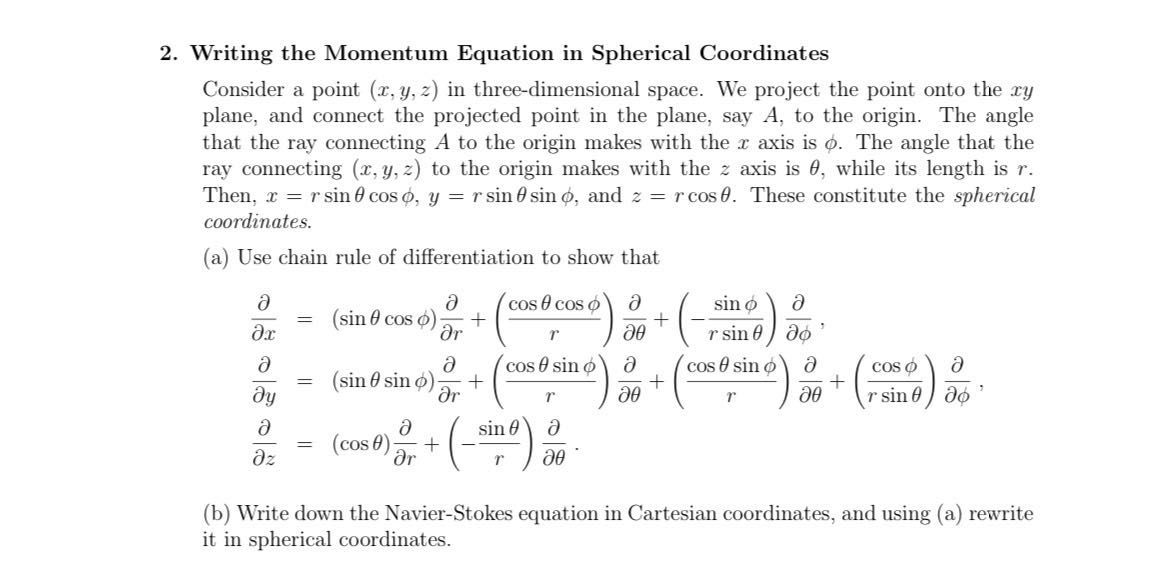 2. Writing the Momentum Equation in Spherical | Chegg.com