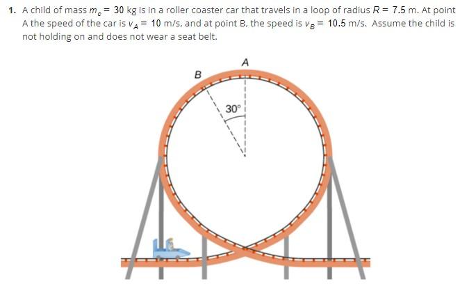 [Solved]: 1. A child of mass ( m_{c}=30 mathrm{~kg}