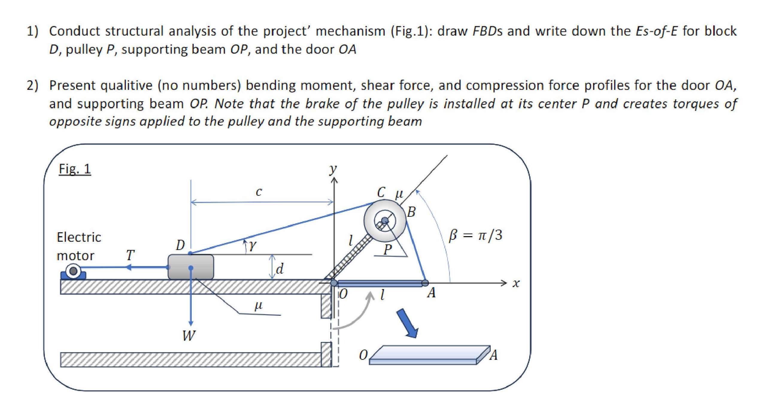 Solved Conduct structural analysis of the project' mechanism | Chegg.com