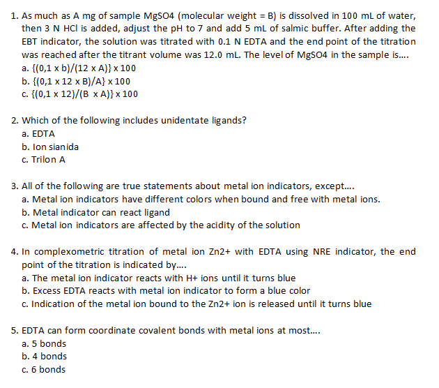 Solved Analytical Chemistry questions that I can't seem to | Chegg.com