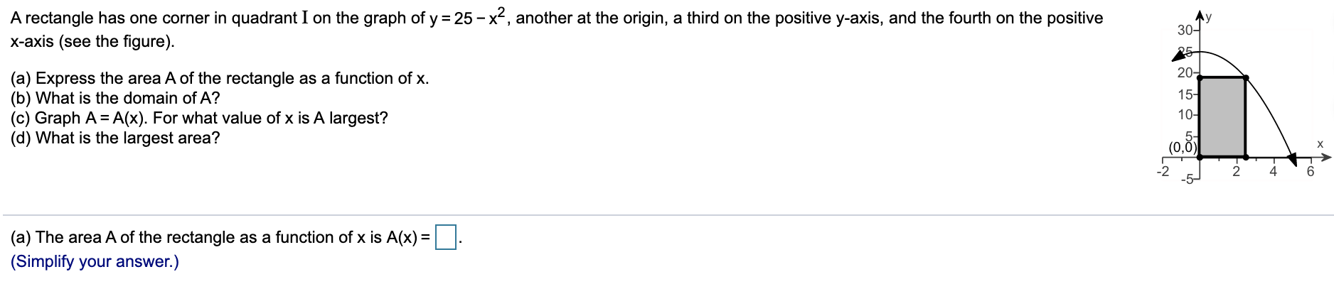 Solved A rectangle has one corner in quadrant I on the graph | Chegg.com
