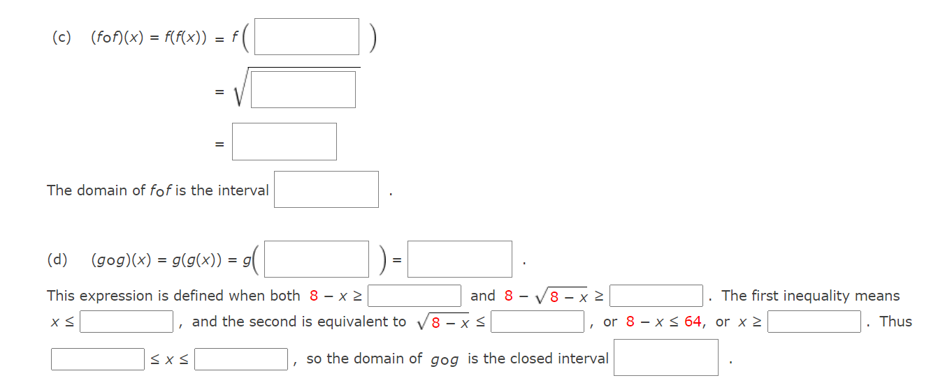 Solved EXAMPLE 7 = If f(x) = Vx and g(x) = V8 - x, find each | Chegg.com