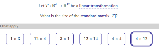 Solved Let T:R4→R12 be a linear transformation. What is the | Chegg.com