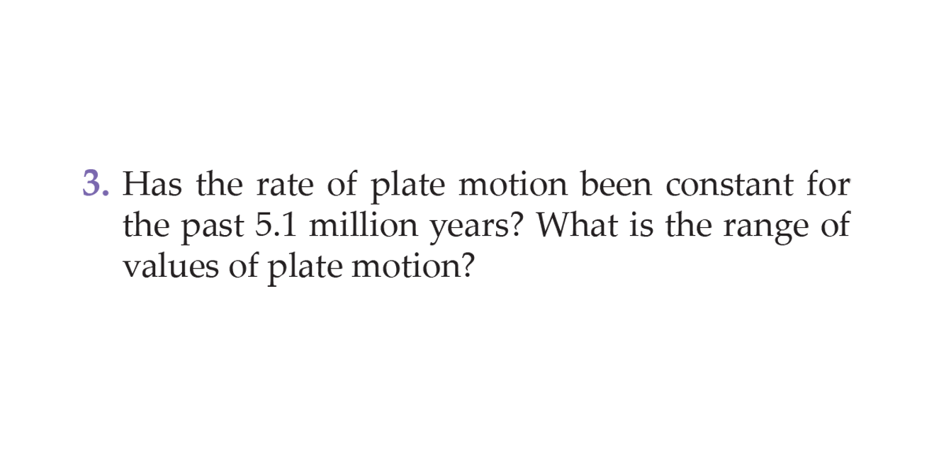 Solved 3. Has the rate of plate motion been constant for the | Chegg.com