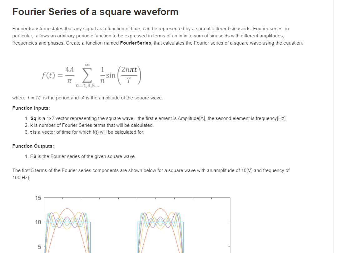 Solved Fourier Series of a square waveform Fourier transform | Chegg.com