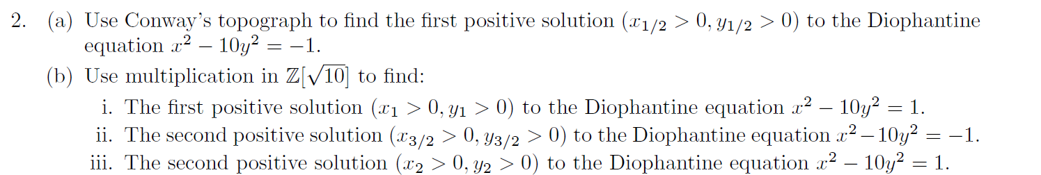 Solved 2. (a) Use Conway's topograph to find the first | Chegg.com