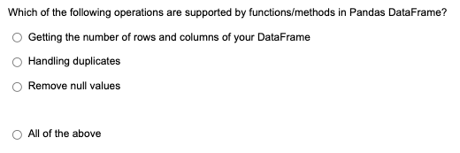 Solved Which of the following operations are supported by | Chegg.com