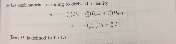 Use combinatorial reasoning to derive the identity | Chegg.com